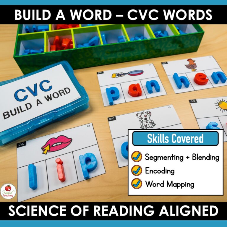 CVC Word Building Task Cards - United Teaching
