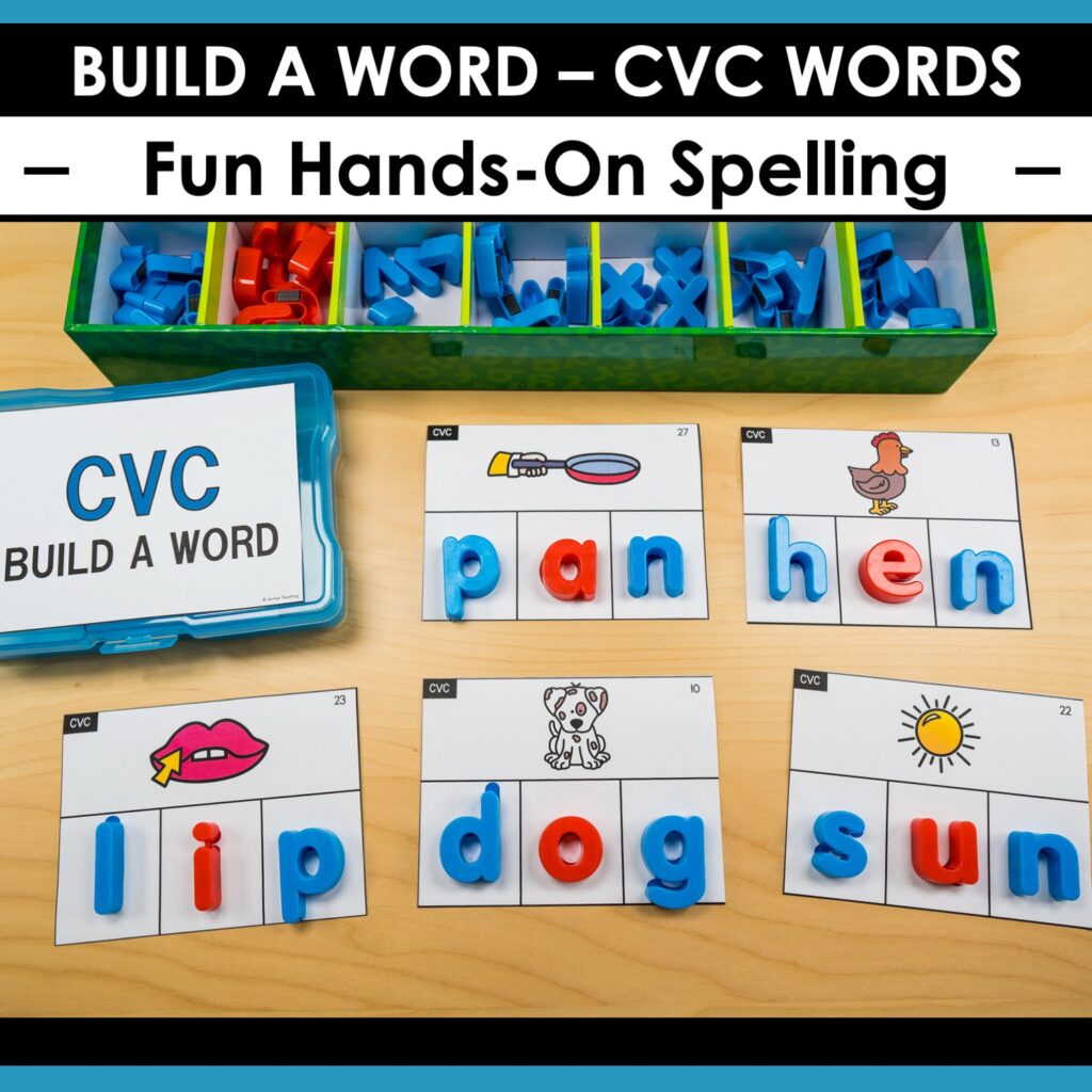 CVC Word Building Task Cards - United Teaching