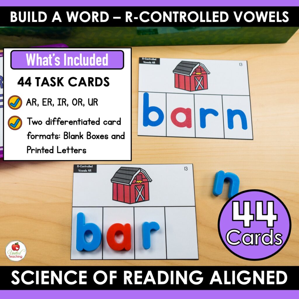 R-Controlled Vowels Word Building Task Cards - United Teaching