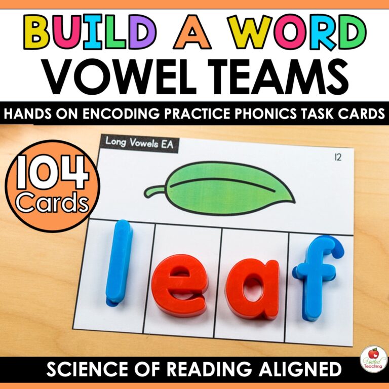 Vowel Teams Word Building Task Cards - United Teaching