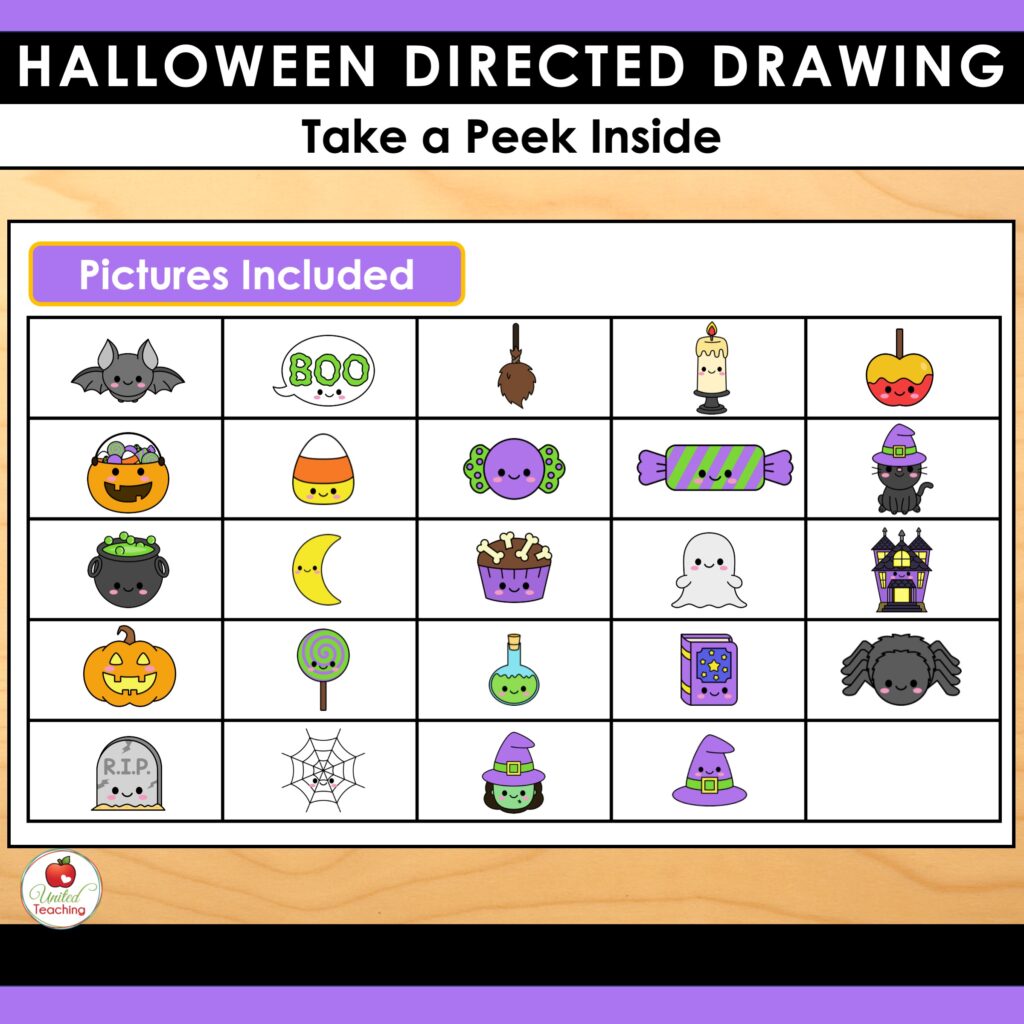 Halloween Directed Drawing Worksheets Packet - United Teaching