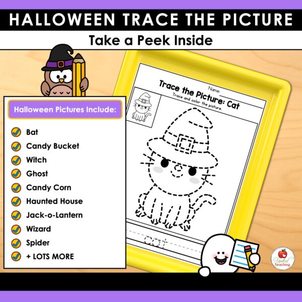 Halloween Trace the Picture Worksheets Packet - United Teaching