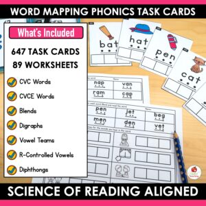 Word Mapping Phonics Task Cards Bundle - United Teaching