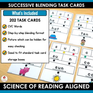 CVC Words Successive Blending Task Cards - United Teaching