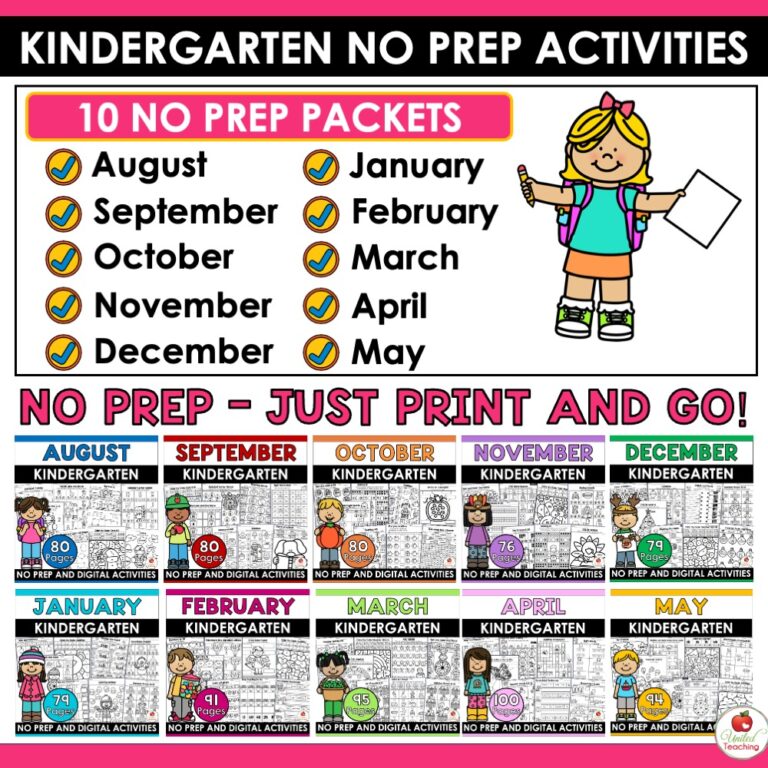 Kindergarten Math and Literacy Activities Bundle - United Teaching