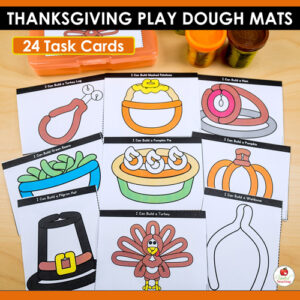 Thanksgiving Play Dough Mats and Task Cards - United Teaching