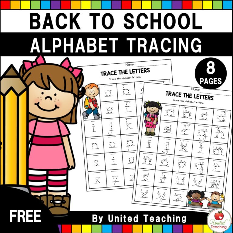 Back to School Alphabet Letter Tracing Printables - United Teaching
