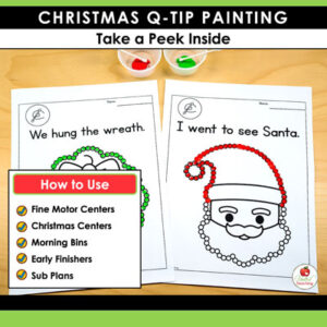 Christmas Q-Tip Painting Worksheets - United Teaching