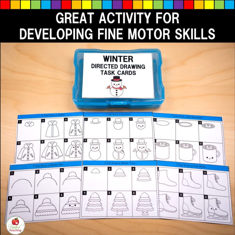 Winter Directed Drawing Task Cards - United Teaching
