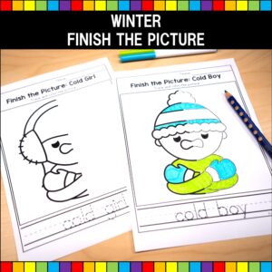 Winter Finish the Picture Worksheets - United Teaching