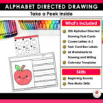 Alphabet Directed Drawing Task Cards Bundle - United Teaching