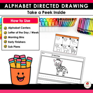 Alphabet Directed Drawing Task Cards Bundle - United Teaching