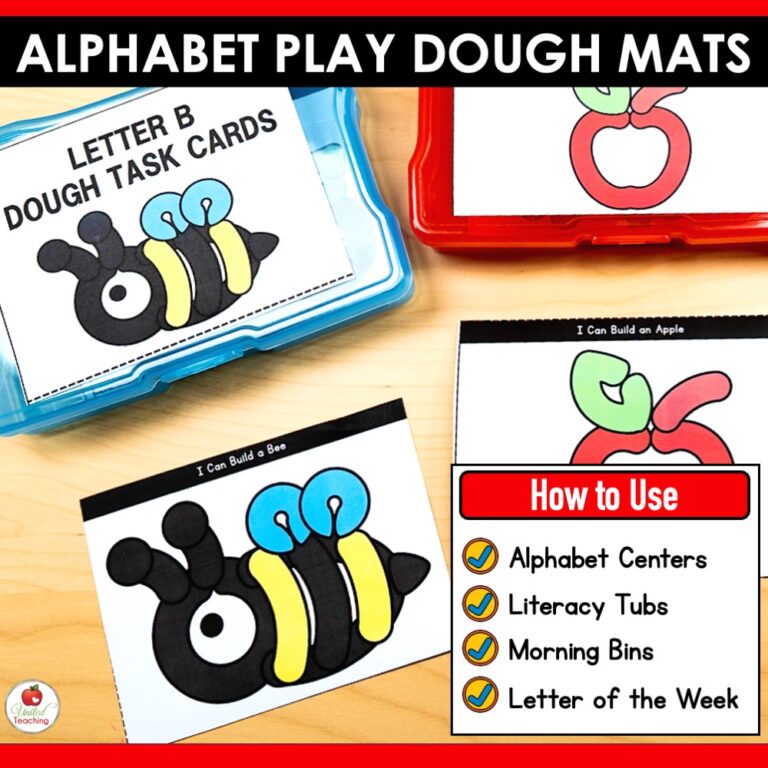 Alphabet Play Dough Mats and Task Cards Bundle - United Teaching