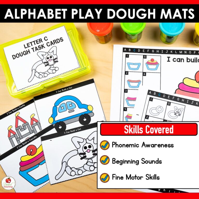 Alphabet Play Dough Mats and Task Cards Bundle - United Teaching