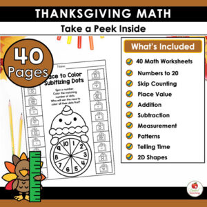 Thanksgiving Math and Literacy Activities Kindergarten Bundle - United ...