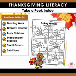 Thanksgiving Math and Literacy Activities Kindergarten Bundle - United ...
