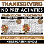 Thanksgiving Math and Literacy Activities Kindergarten Bundle - United ...