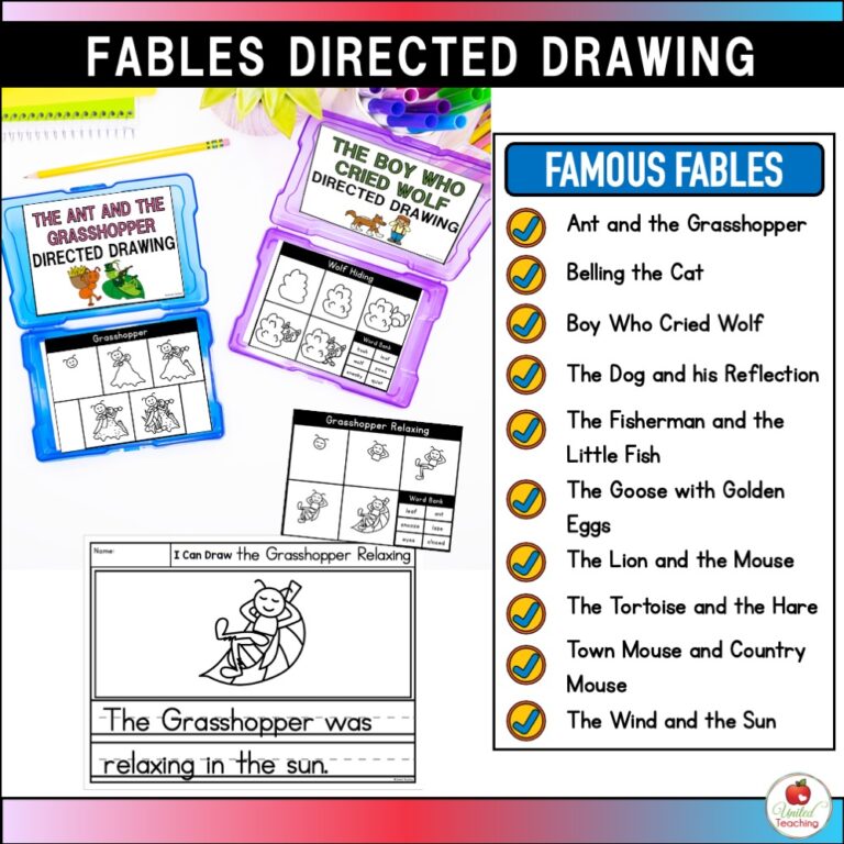 Famous Fables Directed Drawing Task Cards - United Teaching