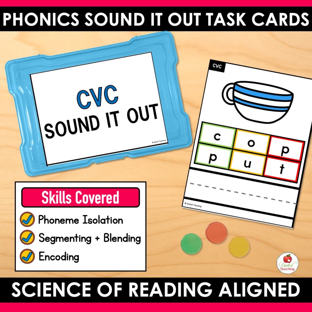 Sound It Out Phonics Task Cards Bundle - United Teaching
