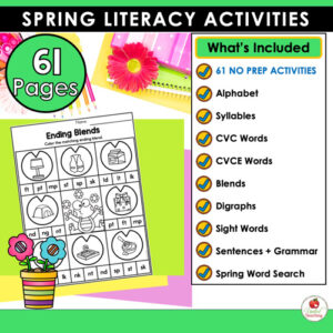 Spring Math and Literacy Worksheets Kindergarten Bundle - United Teaching