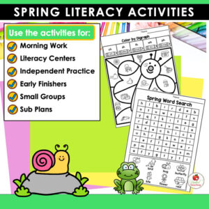 Spring Math and Literacy Worksheets Kindergarten Bundle - United Teaching