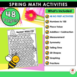 Spring Math and Literacy Worksheets 1st Grade Bundle - United Teaching