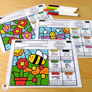 Phonics Color by Code Spring Worksheets - United Teaching