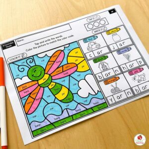 Phonics Color by Code Spring Worksheets - United Teaching
