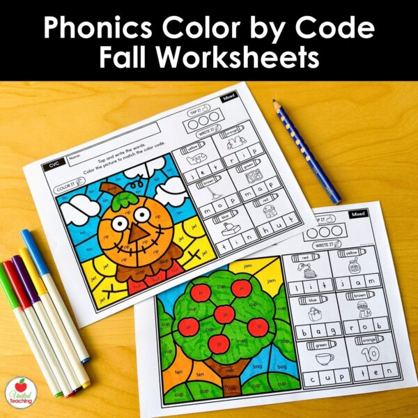 Science of Reading Aligned Phonics Color by Code Fall Worksheets ...
