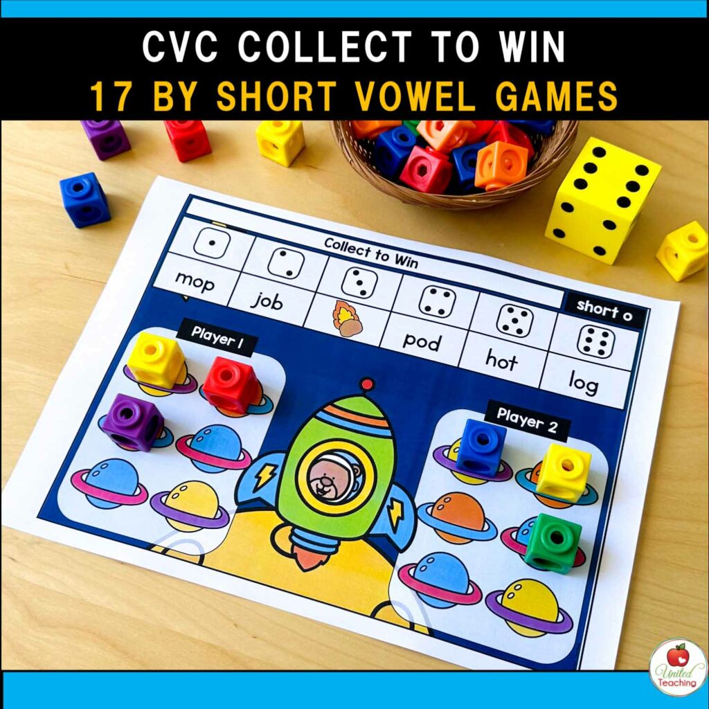 CVC Words Collect to Win Partner Games Packet - United Teaching