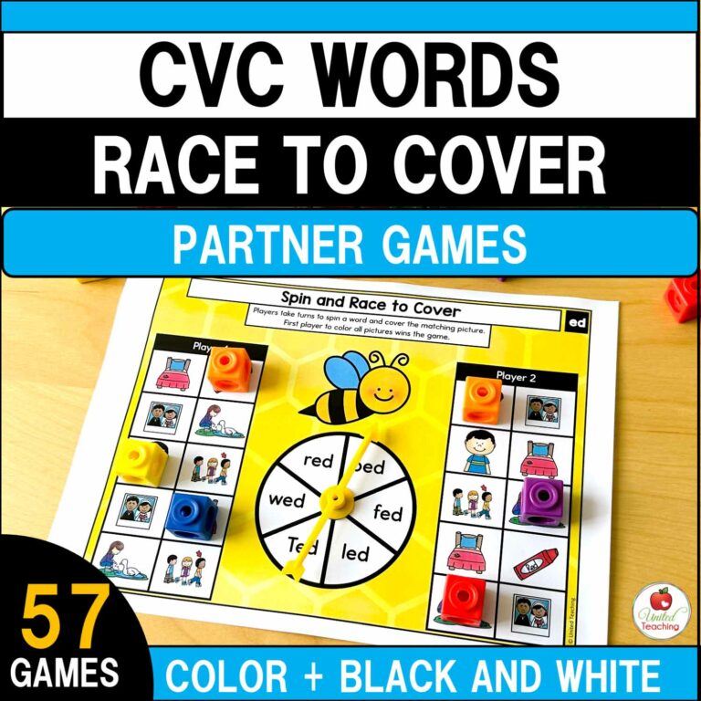 CVC Words Race to Cover Games Packet - United Teaching