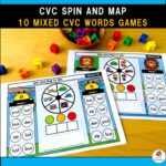 CVC Words Spin and Map Partner Games Packet - United Teaching