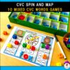 CVC Words Spin and Map Partner Games Packet - United Teaching