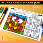 Phonics Color by Code Fall Worksheets Bundle - United Teaching