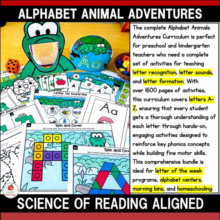 Alphabet Animal Adventures Letter A Packet - United Teaching
