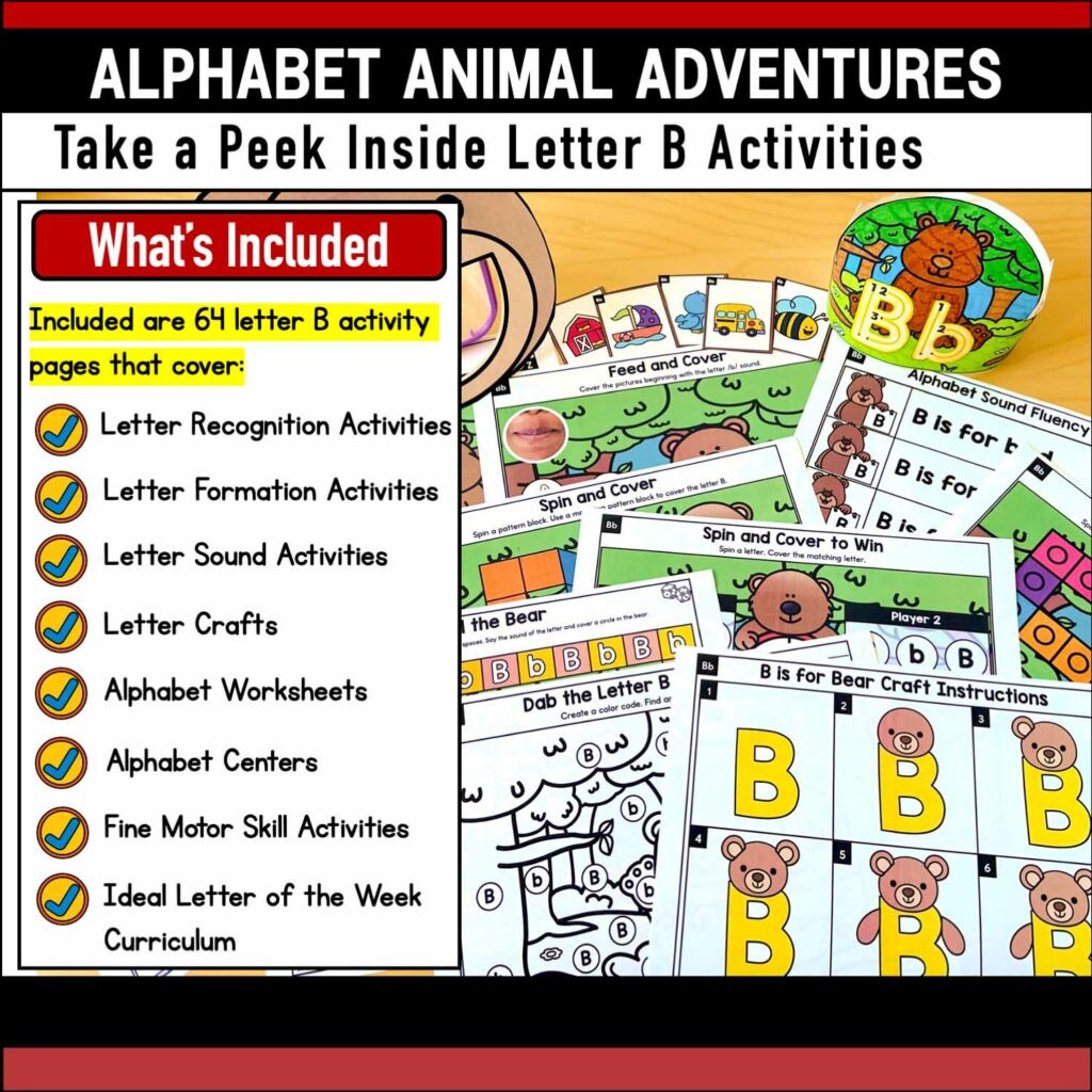 Alphabet Animal Adventures Letter B Packet - United Teaching