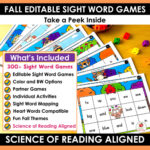 Fall Sight Words Editable Games Bundle - United Teaching