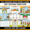 Fall Sight Words Editable Games Bundle - United Teaching