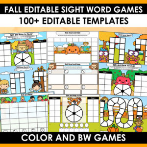 Fall Sight Words Editable Games Bundle - United Teaching