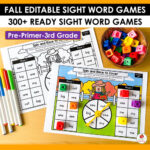 Fall Sight Words Editable Games Bundle - United Teaching