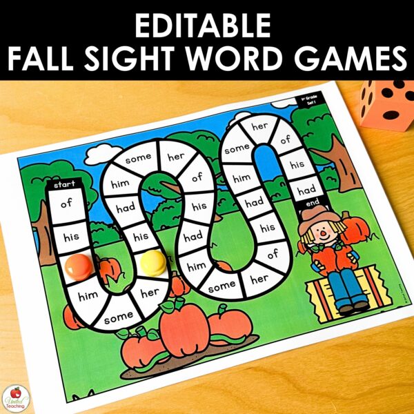 Editable Fall Sight Word Games - Fall Themed Printable Board Games ...