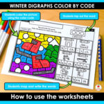 Digraphs Winter Color by Code Worksheets Packet - United Teaching