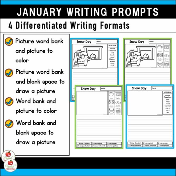 Fun Winter Writing Prompts for Kindergarten: Writing Worksheets for ...