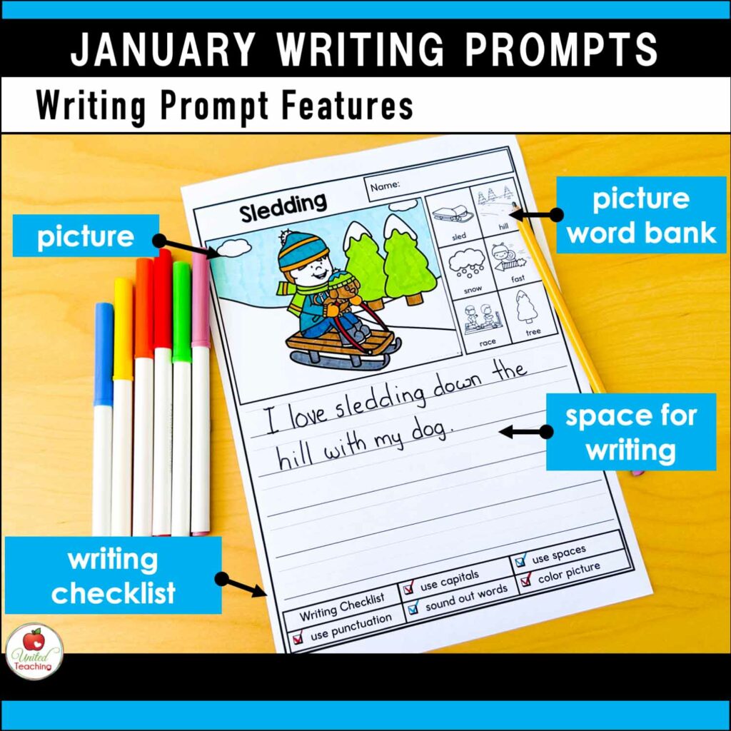 January Writing Prompts Packet - United Teaching