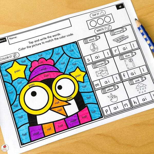 Phonics Winter Color by Code Worksheets: Fun Way to Practice Encoding ...