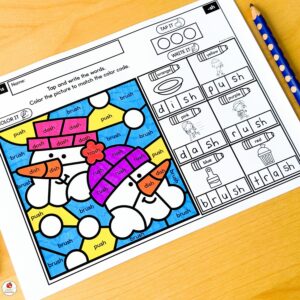 Phonics Winter Color by Code Worksheets: Fun Way to Practice Encoding ...