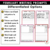 Fun February Writing Prompts for Kindergarten: Writing Worksheets for ...