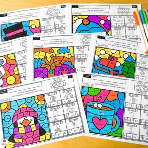 Phonics Winter Color by Code Worksheets: Fun Way to Practice Encoding ...