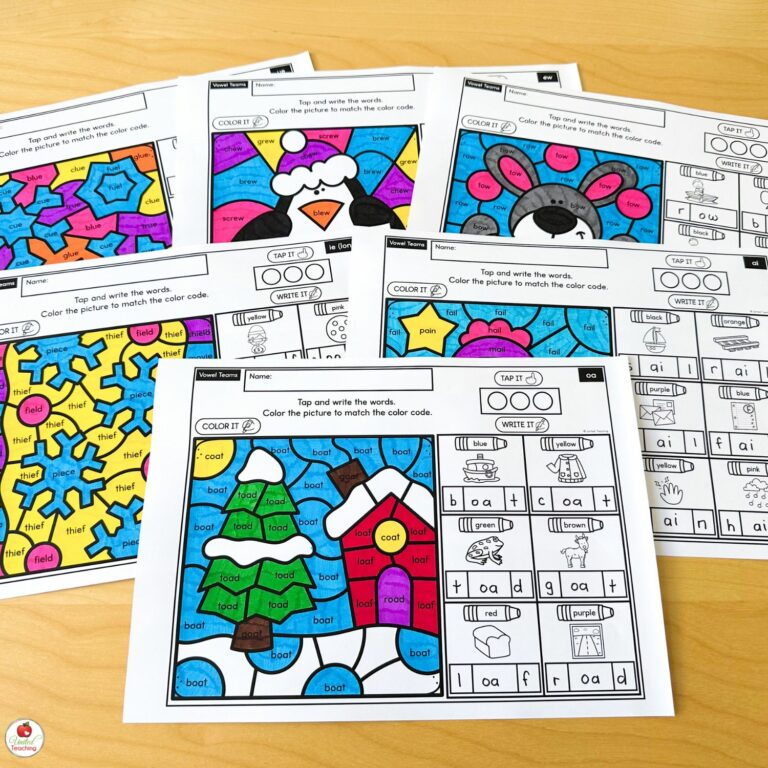 Phonics Winter Color by Code Worksheets: Fun Way to Practice Encoding ...