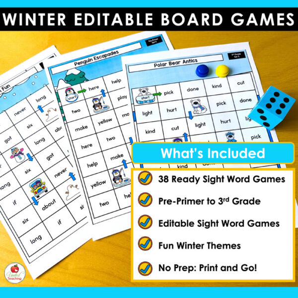 Winter Sight Word Game Boards - United Teaching